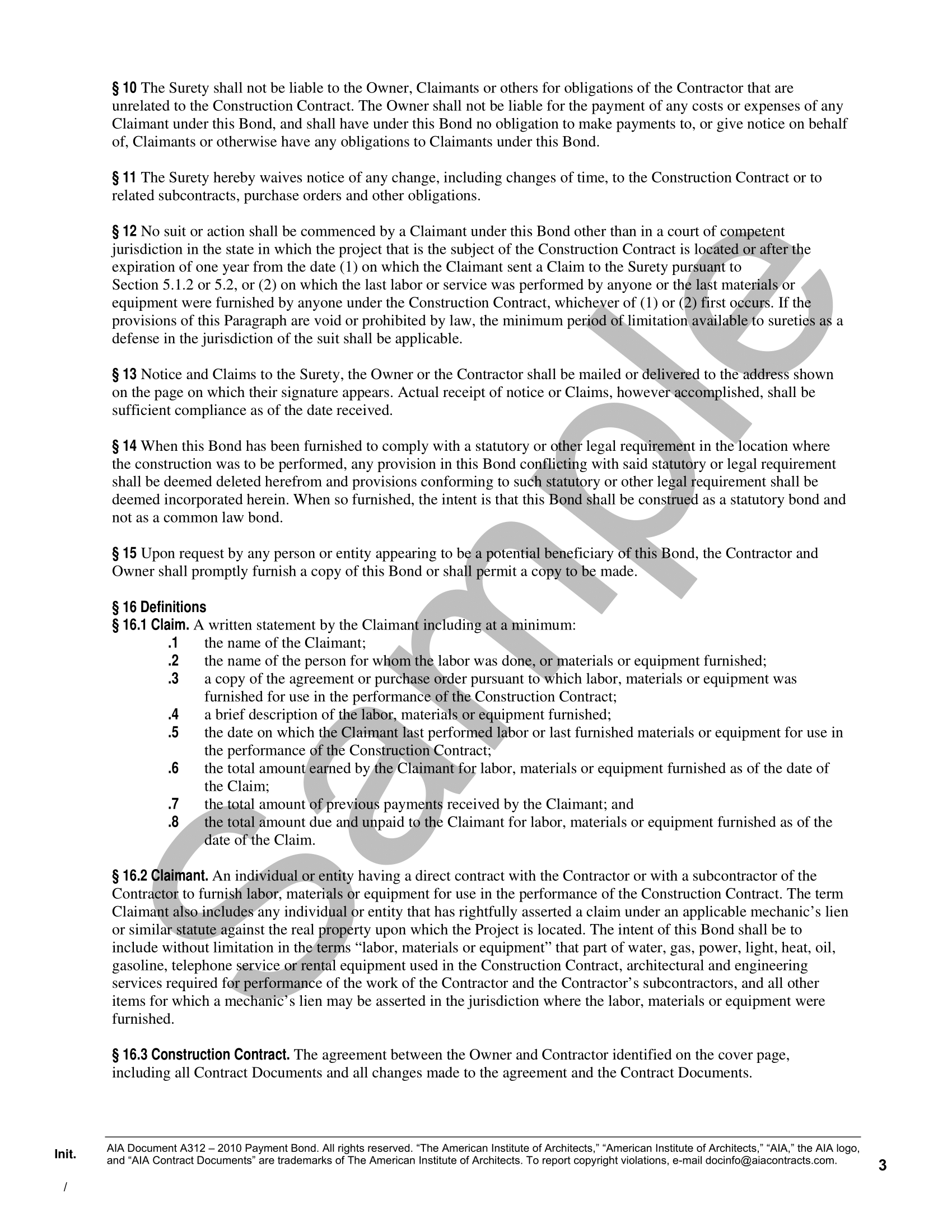 A312-2010 Payment Bond